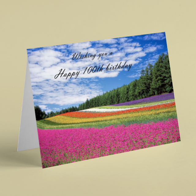 Field of different coloured flowers 100th birthday card - Available for ...