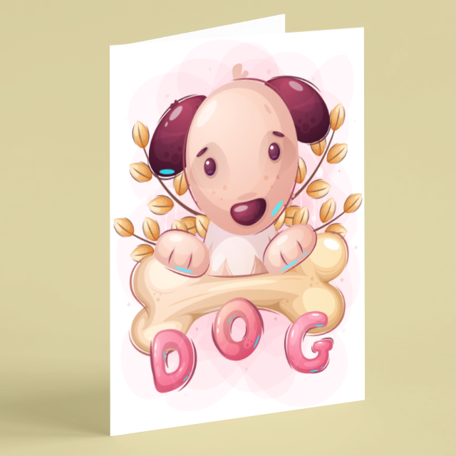 Dog with bone birthday card - Beebooh