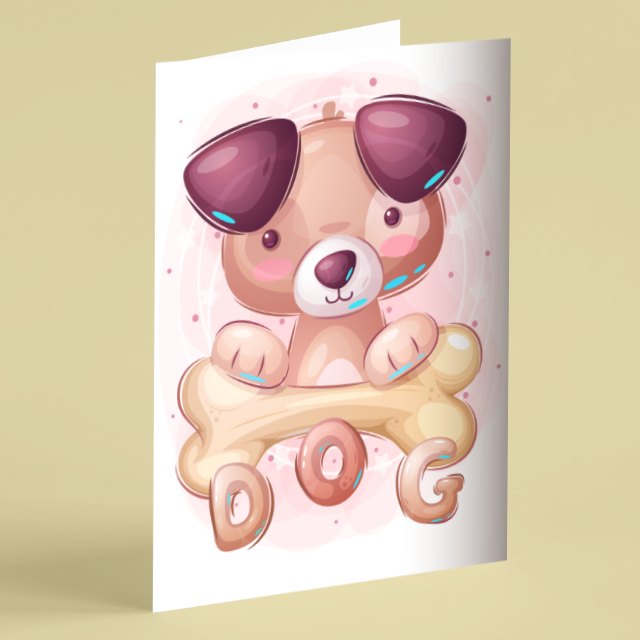 Dog with bone birthday card - Beebooh